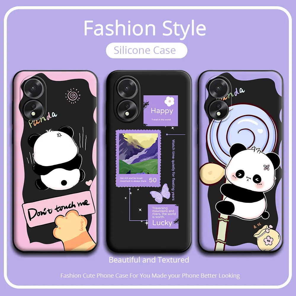For-Oppo-A18-A38-4G-Case-Cute-Panda-Flower-Soft-Silicone-Couple-Phone ...