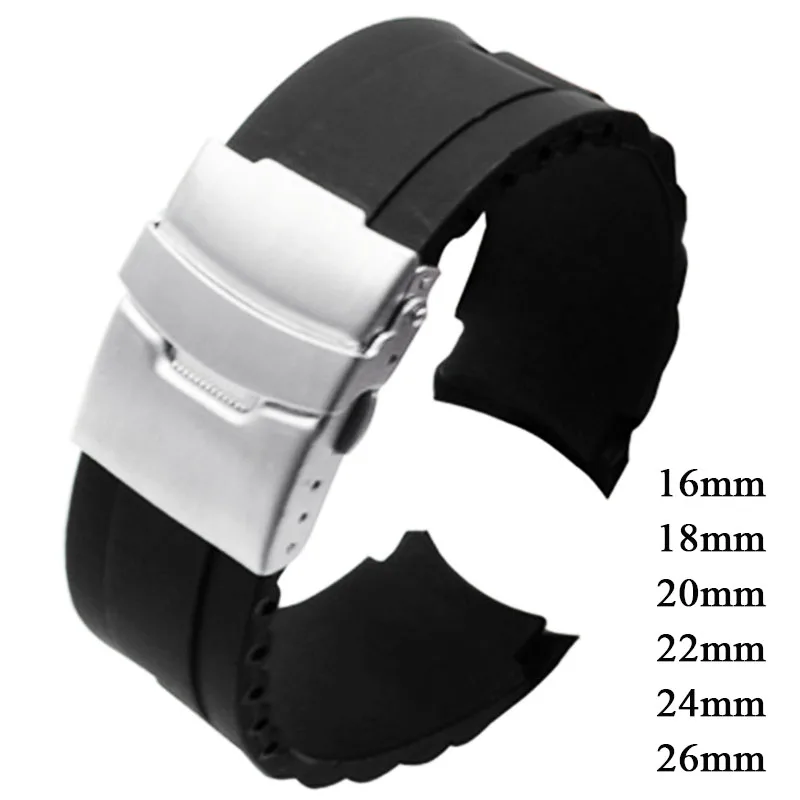 Silicone-Watch-Strap-16mm-18mm-20mm-22mm-24mm-26mm-for-Men-Women-Curved ...
