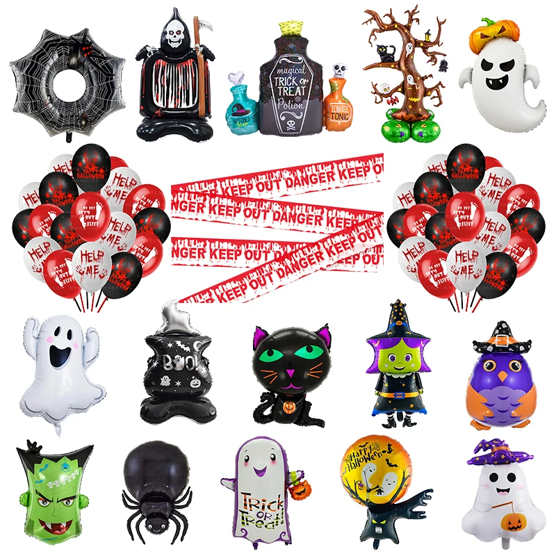 Halloween-Balloons-Party-Supplies-Stickers-Warning-Tape-Pumpkin-Balloon ...