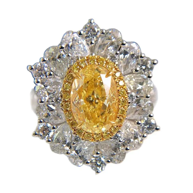 Luxurious design dame ring with big yellow flower topaz| | - AliExpress