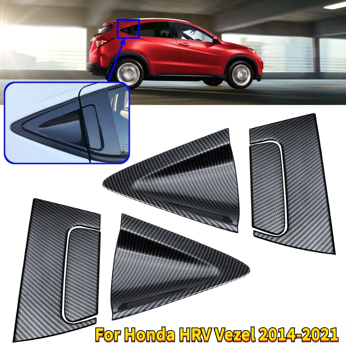 6Pcs Chrome Carbon Fiber Side Rear Door Handle Bowl Bezel Frame Panel ...
