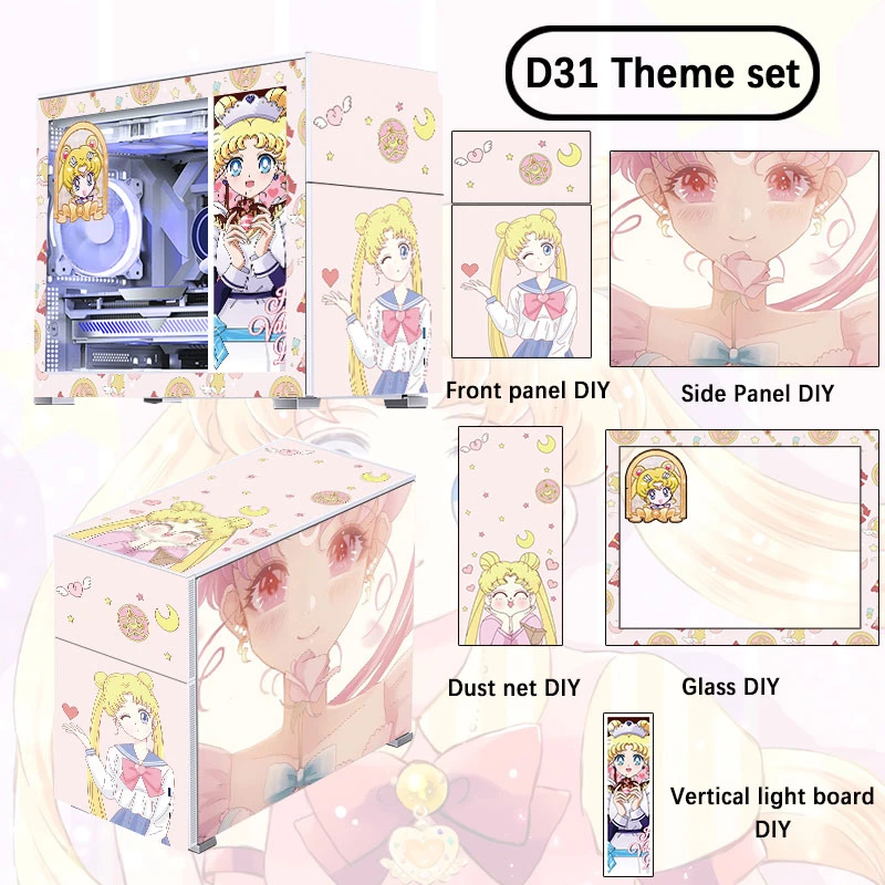 JONSBO Pinecone D31 케이스, MATX ITX 1280x800 해상도, 비디오 게임 서브 스크린, ATX 파워 360 콜드 배기 섀시 지원