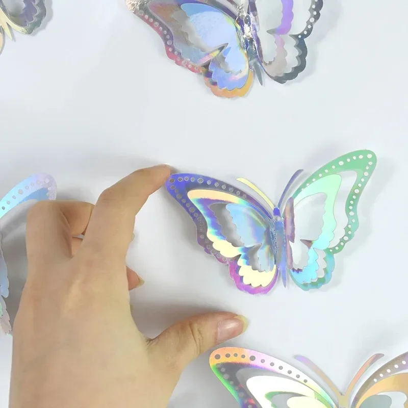 Lot De 24) Stickers Muraux Papillon 3D, Lumières Clignotantes