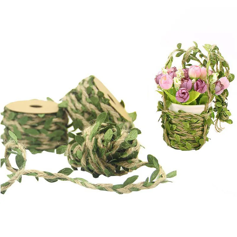 10m-Simulation-Green-Leaves-Weaving-Hemp-Rope-Artificial-Vine-Fake ...