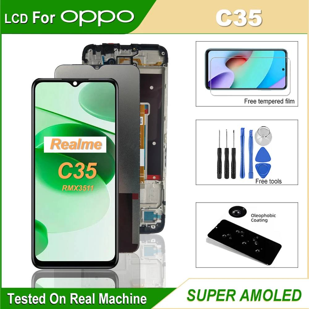6.6" For OPPO Realme C35 LCD Display Screen Touch Digitizer Assembly ...