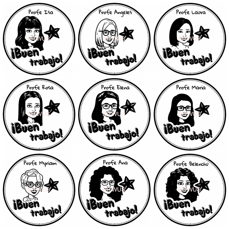 40mm-Round-Spanish-Buen-trabajo-Good-Job-Teacher-Customized-Stamp-self ...