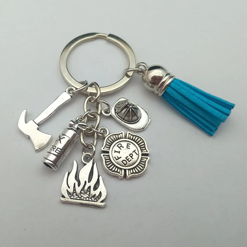 New Fire Extinguisher and Flame Keychain Tassel Keychain - Best Shop House