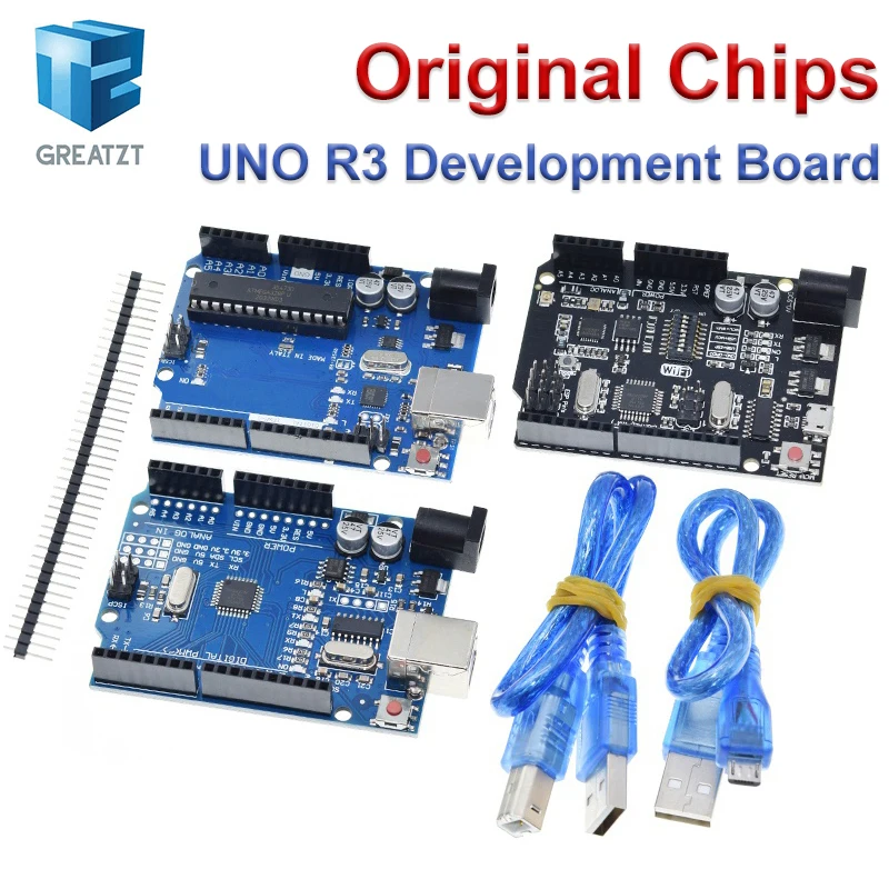 1set Uno R3 Official Box Atmega16u2 / Uno+wifi R3 Atmega328p Chip Ch340g For Arduino Uno R3 ...