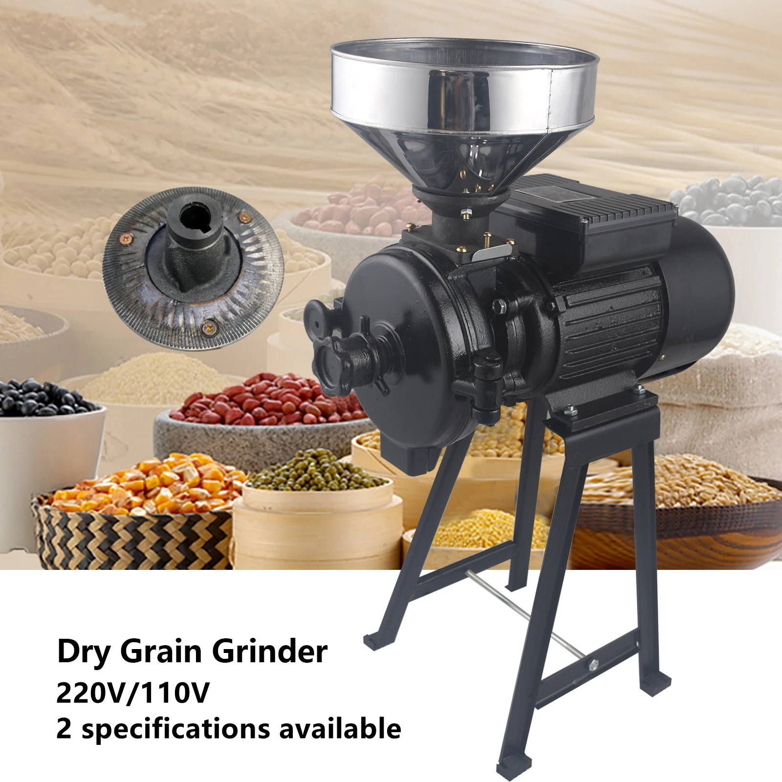 2 in 1 2200W Heavy Duty Electric Dry Grain Grinder Mill With Funnel ...