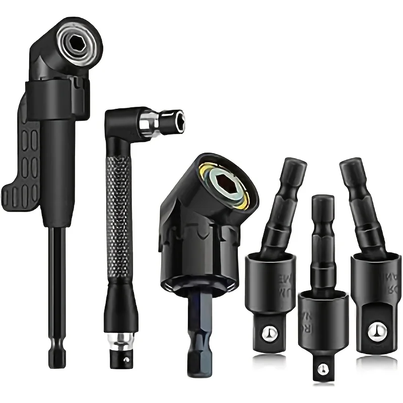 6pcs Right Angle Drill Attachment Set,and Rotatable Impact Grade Socket ...
