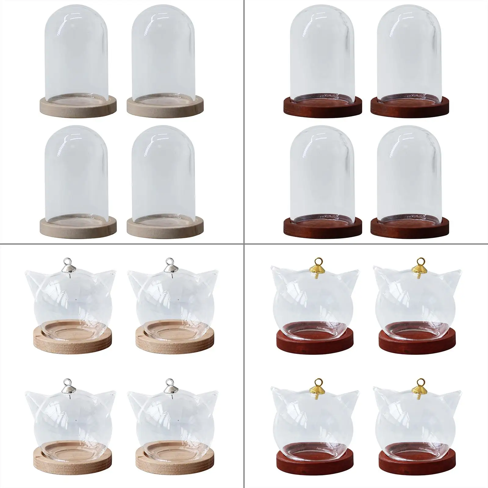 4Pcs-Mini-Glass-Cloche-Dome-Container-W-Base-Terrarium-DIY-Glass ...