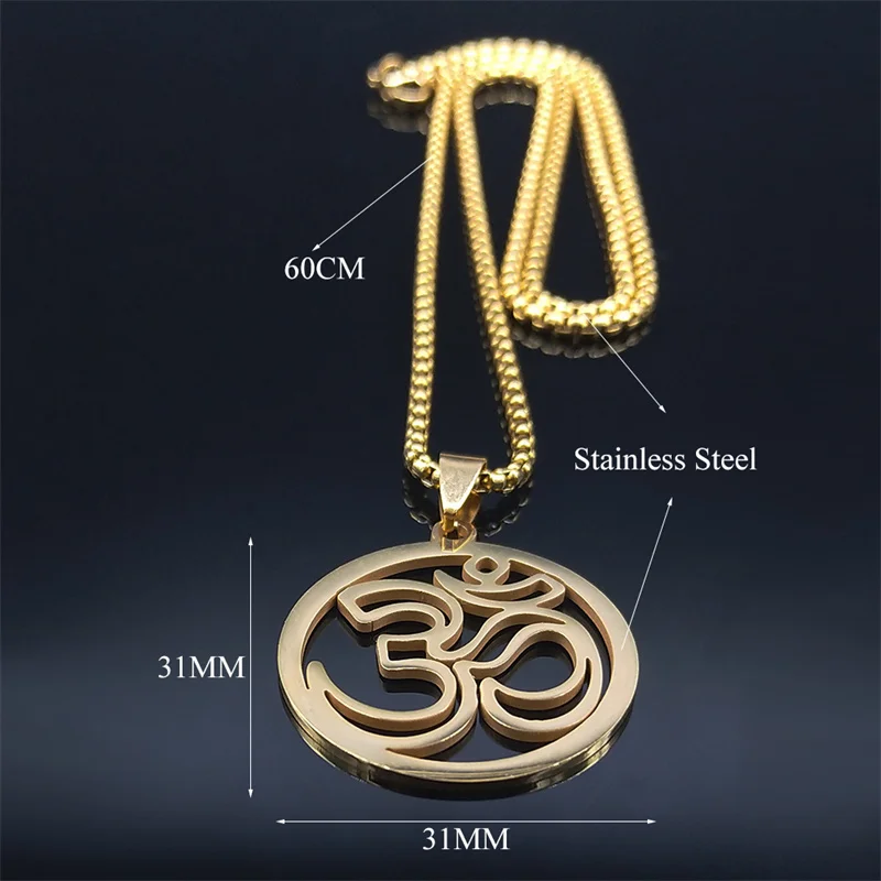 Om Necklace Trendy India Yoga Pendant Necklace OHM Hindu Buddhist AUM ...