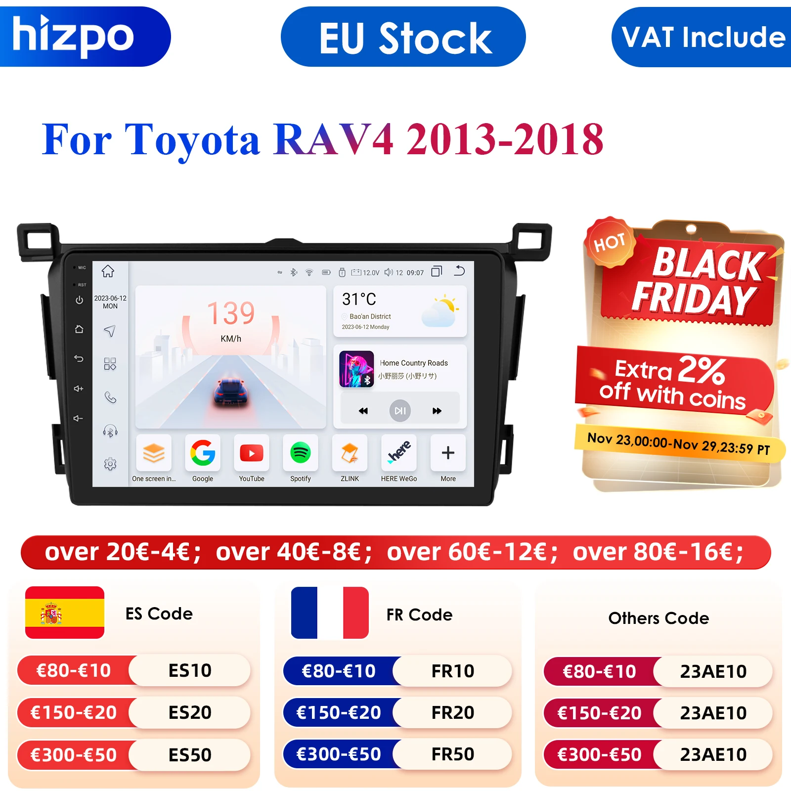 Carplay-4G-LTE-AI-9-2Din-Android-12-Car-Radio-for-Toyota-RAV4-Rav-4 ...