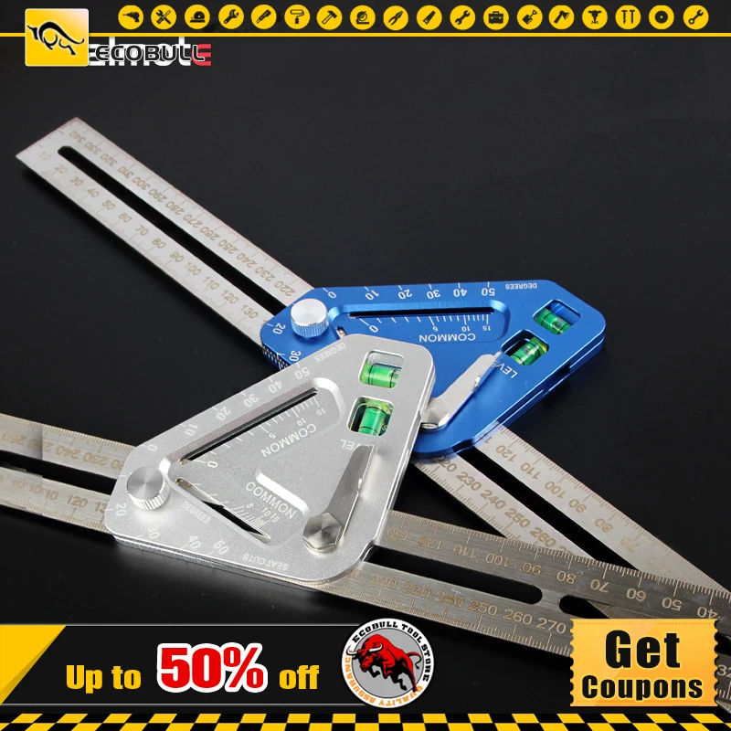 Multifunctional-Angle-Level-Ruler-350mm-Woodworking-Triangle-Ruler ...