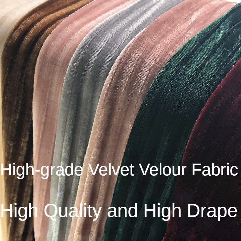 Stretch-Pleated-Velvet-Velour-Fabric-By-The-Meter-for-Clothing-Dresses ...
