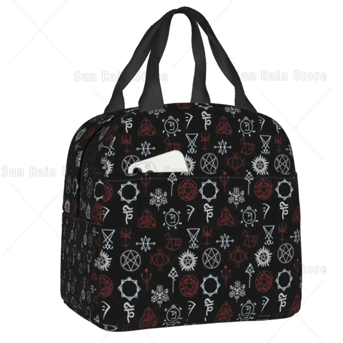 Custom Supernatural Sigils Graphic Lunch Bag Women Cooler Warm ...