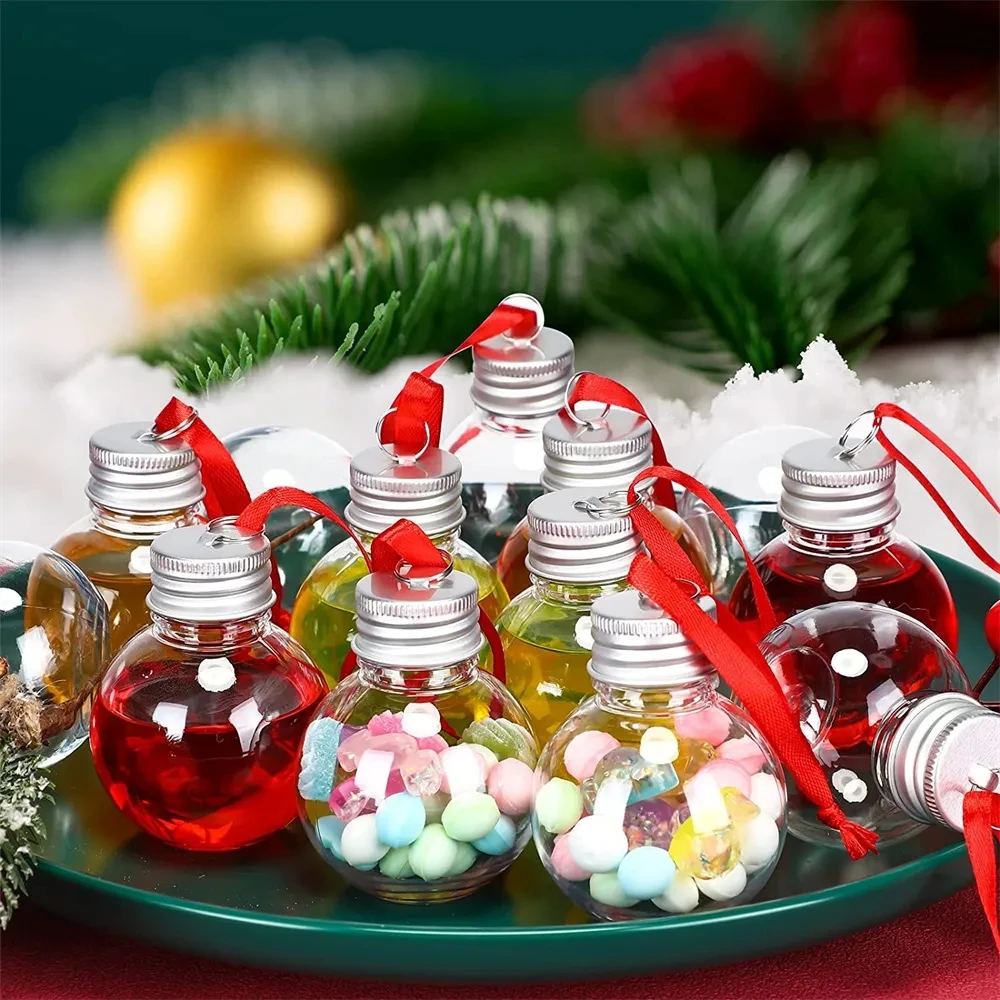 10Pcs Christmas Booze Balls-Xmas Fillable Booze Tree Ornaments-Clear ...
