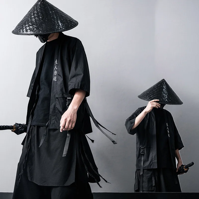 Kimono-noir-traditionnel-japonais-Cardigan-Diablo-Samoura-Ninja-Cosplay ...