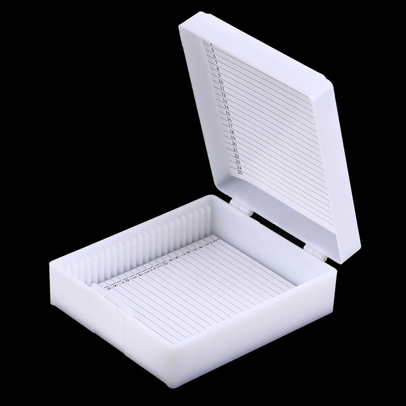 Plastic Microscope Glass Slide Box 25pcs Biological Slices Storage Case ...