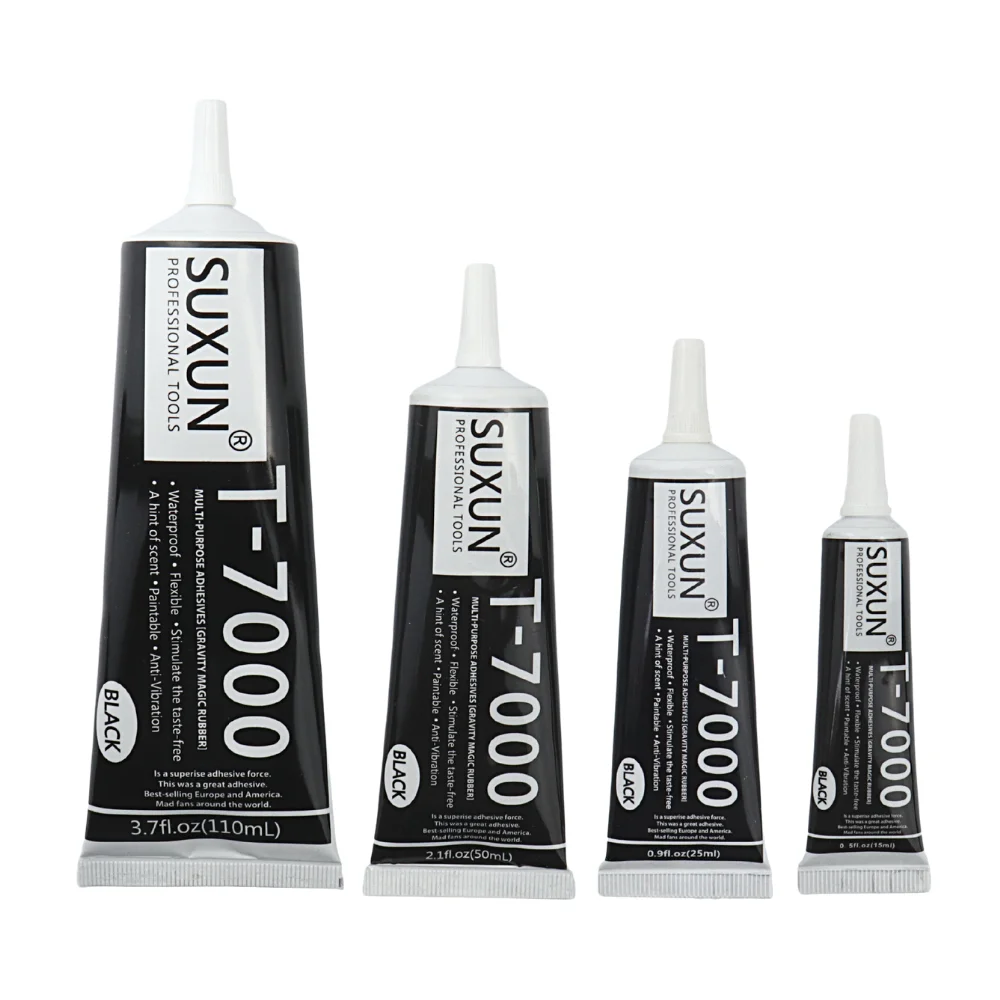 SUXUN T7000 15ML 25ML 50ML 110ML Black Contact Phone Repair Adhesive T-7000 Glass Plastic ...