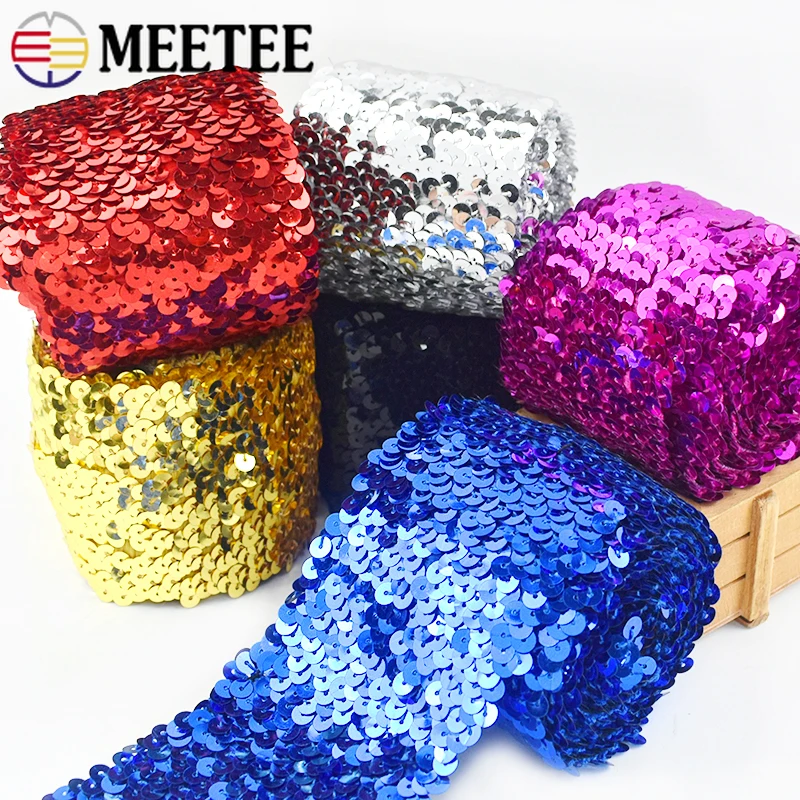 1-5M 75mm Sequins Rubber Bands Lace Fabric Sewing Dance Dress Decor ...