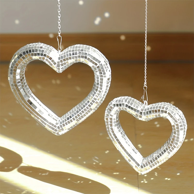 Hollow-Out-Heart-Shaped-Disco-Balls-Hanging-Pendant-Reflective-Mirror ...