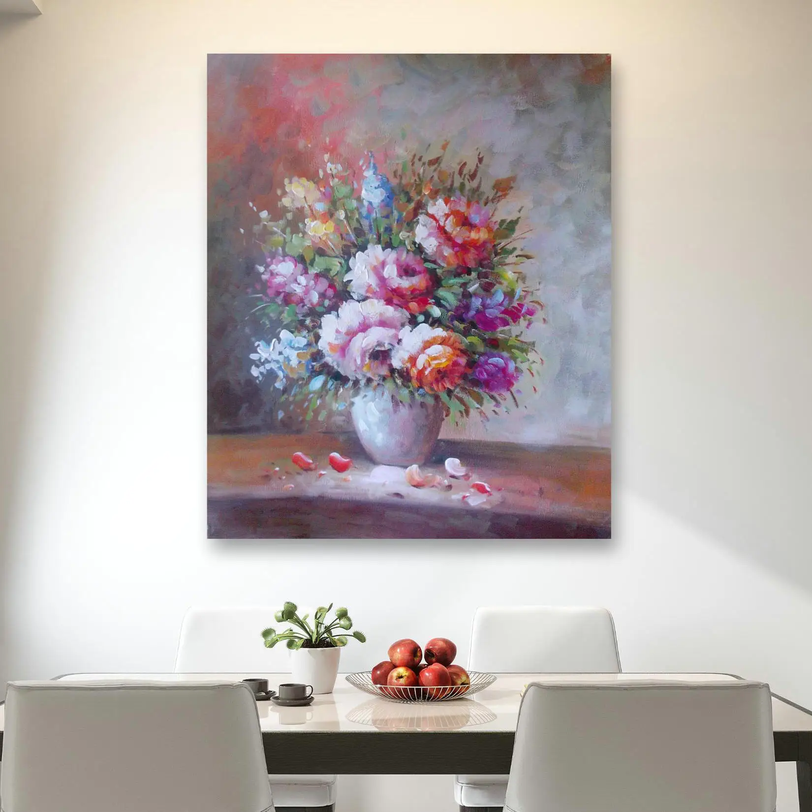 Modern Beautiful Floral Oil Painting on Canvas Pure Handmade Abstract ...
