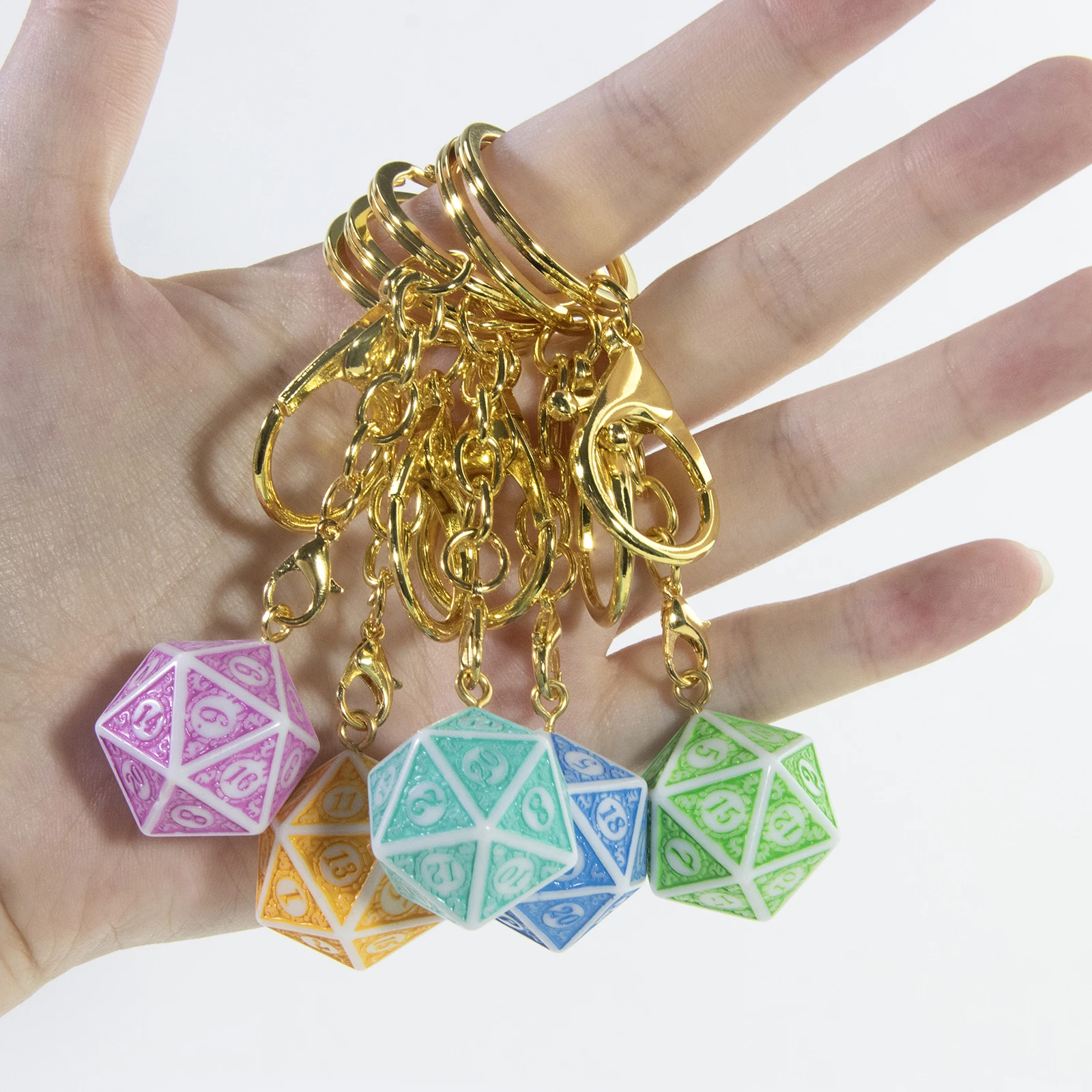 Dice Keychain Colorful Acrylic D20 Dice Key Chain for Women Bag Purse ...