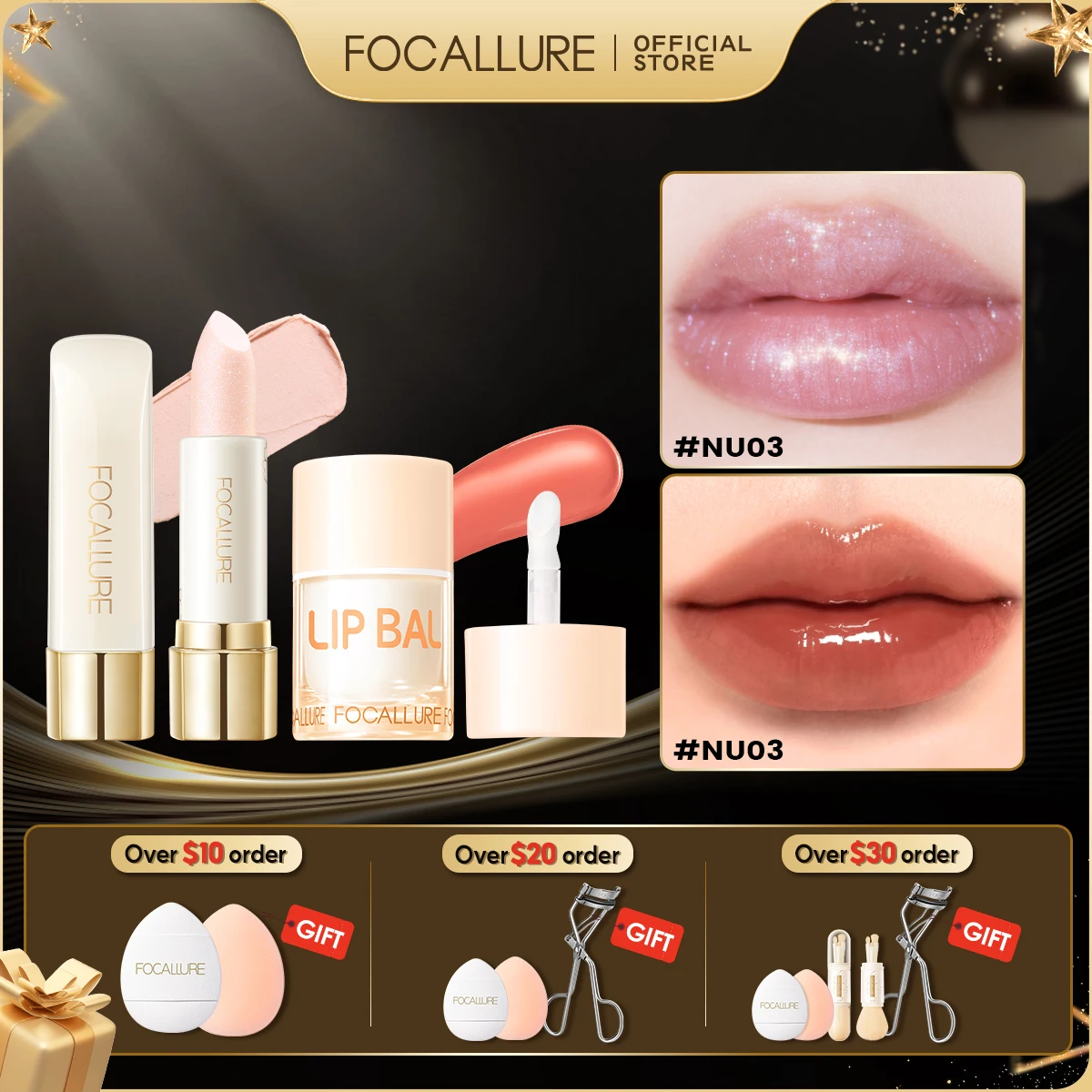 FOCALLURE-2-Pcs-Lip-Gloss-Diamond-Lipstick-Non-sticky-Liquid-Lipstick ...