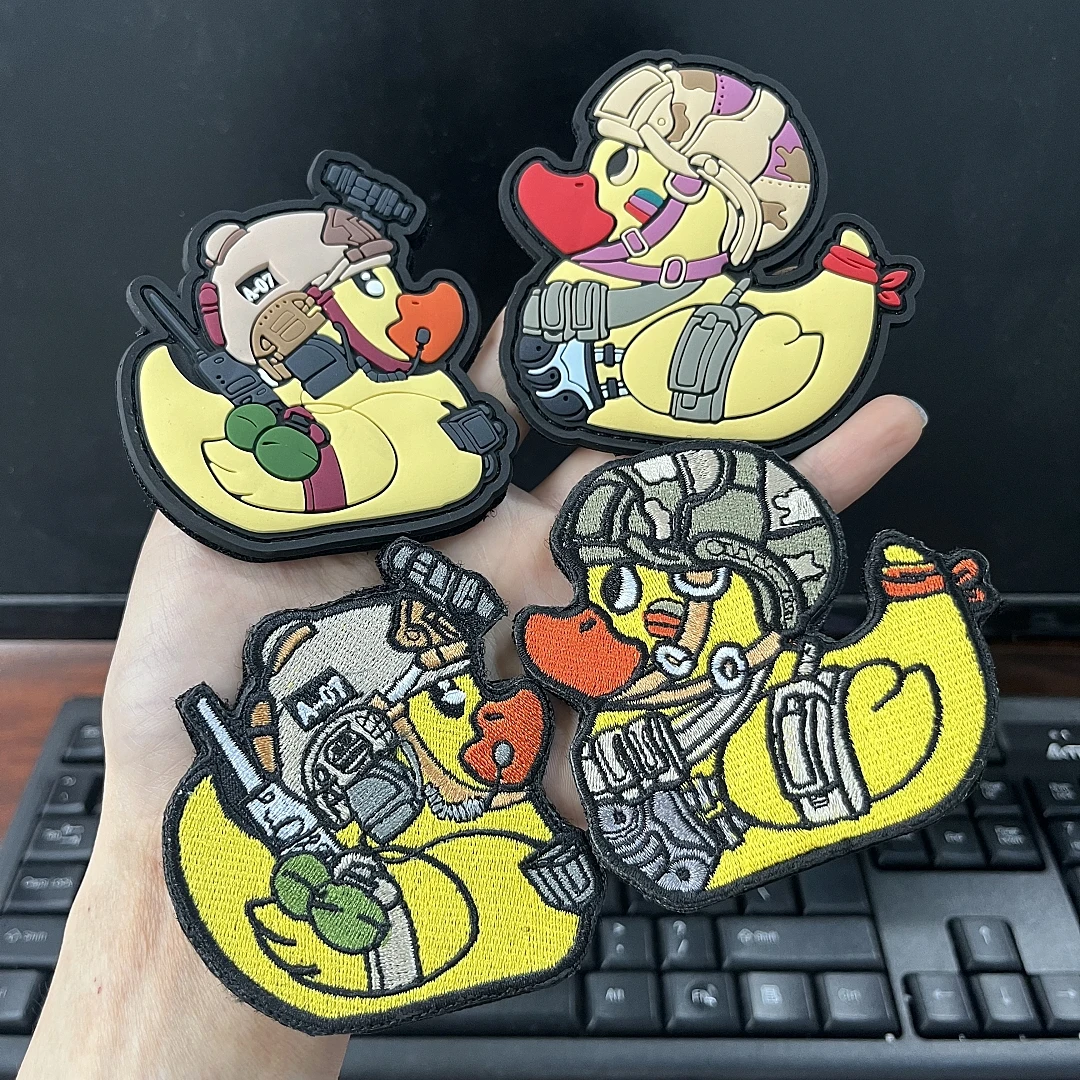 3D-PVC-Tactical-Cute-Little-Yellow-Duck-Embroidery-Patches-Military ...