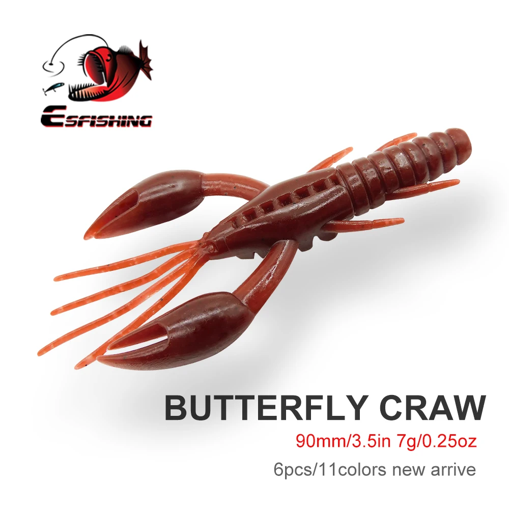 ESFISHING New Professinal Butterfly Craw 90mm 7g Bass Soft Silicone ...