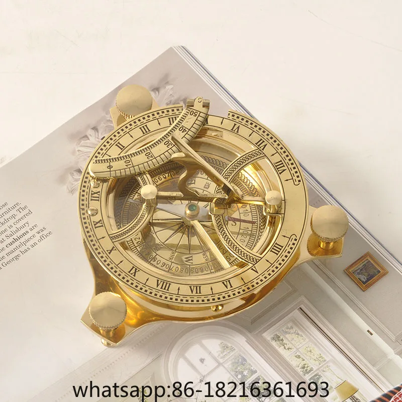 Pure-copper-brass-sundial-compass-retro-outdoor-portable-mini-compass ...