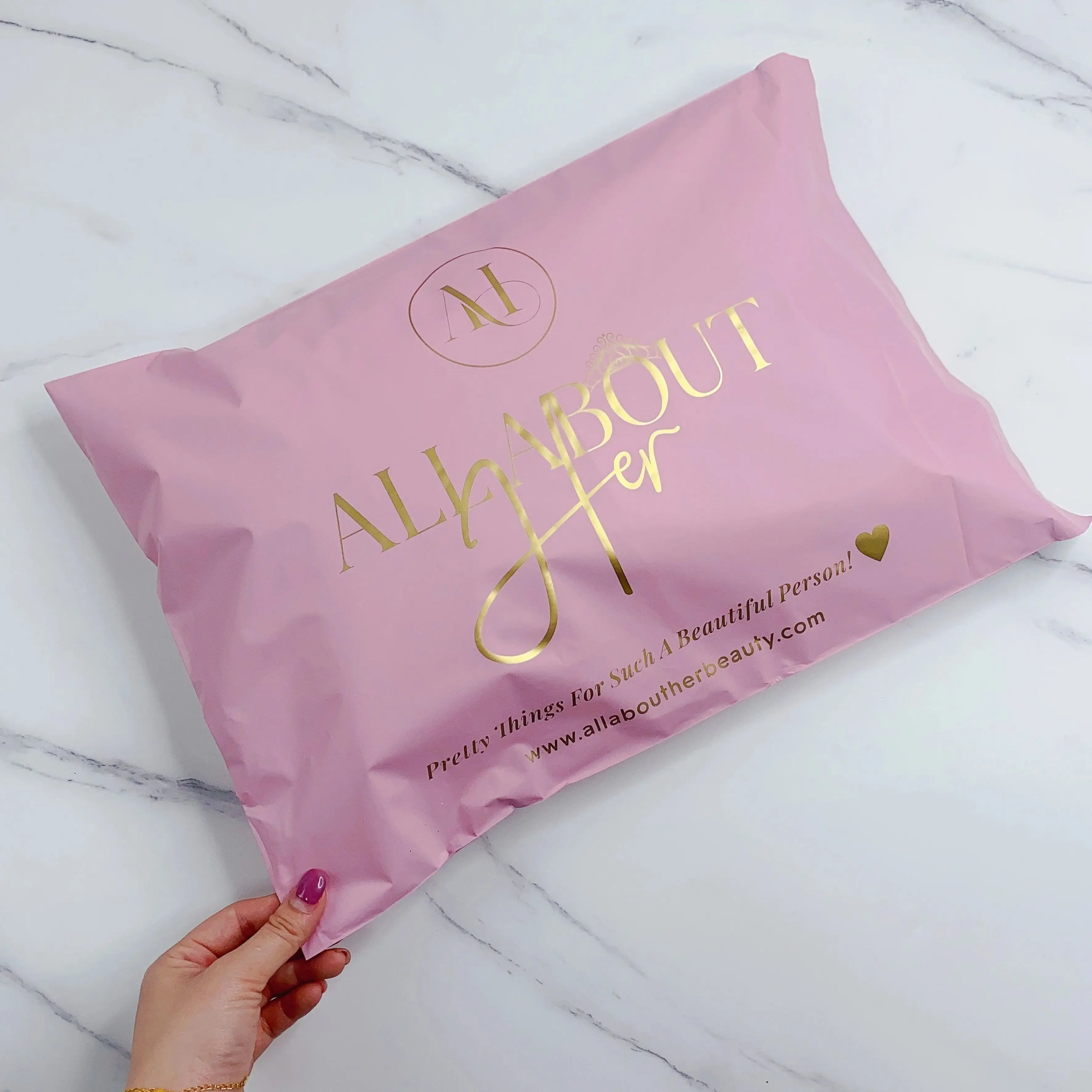 biodegradable-matte-pink-custom-shipping-bags-poly-mailer-bags-courier ...