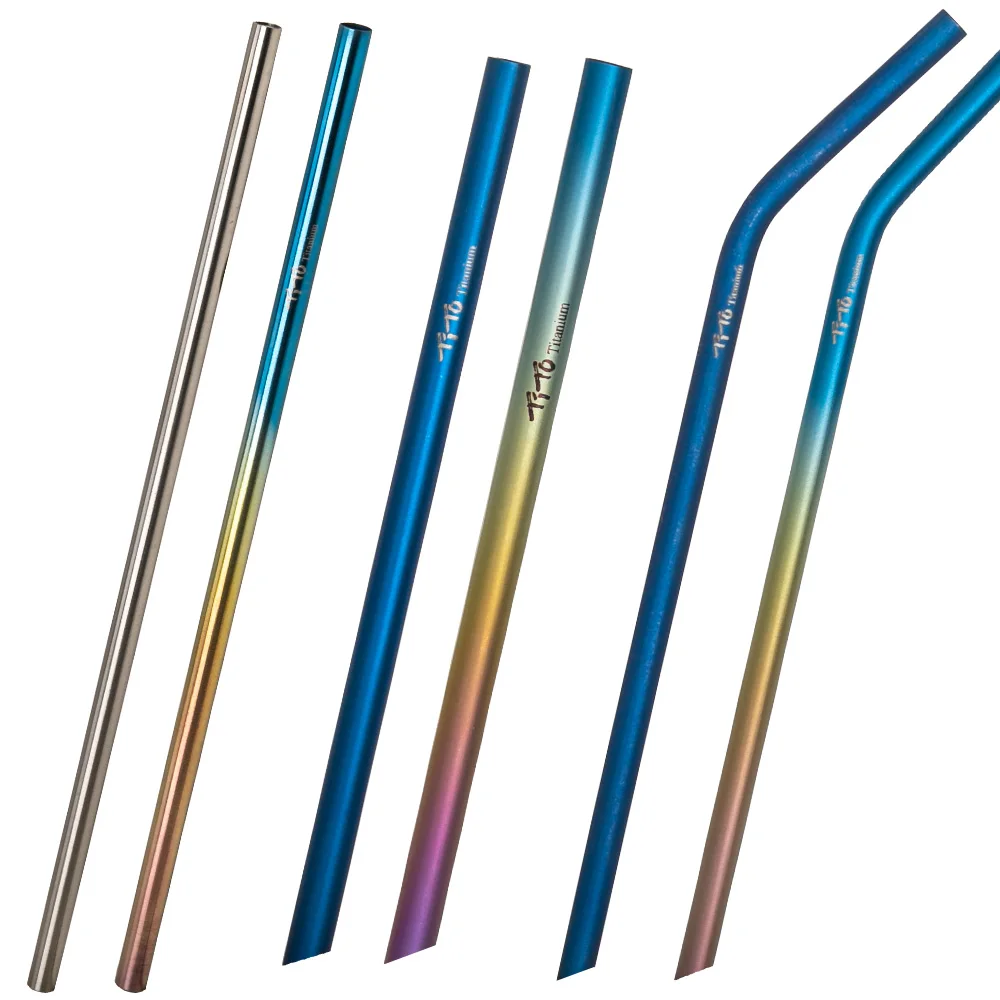 TiTo Titanium Straws With 1 Cleaner Brush Titanium Aolly Bend Straw ...