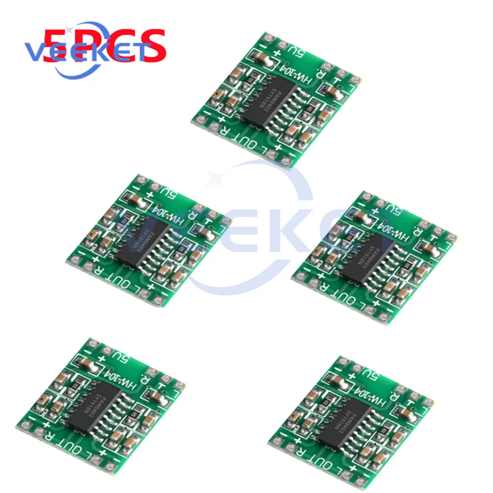 Mini PAM8403 Power Amplifier Board 2.5-5V 3W+3W 2 Channels Class D ...
