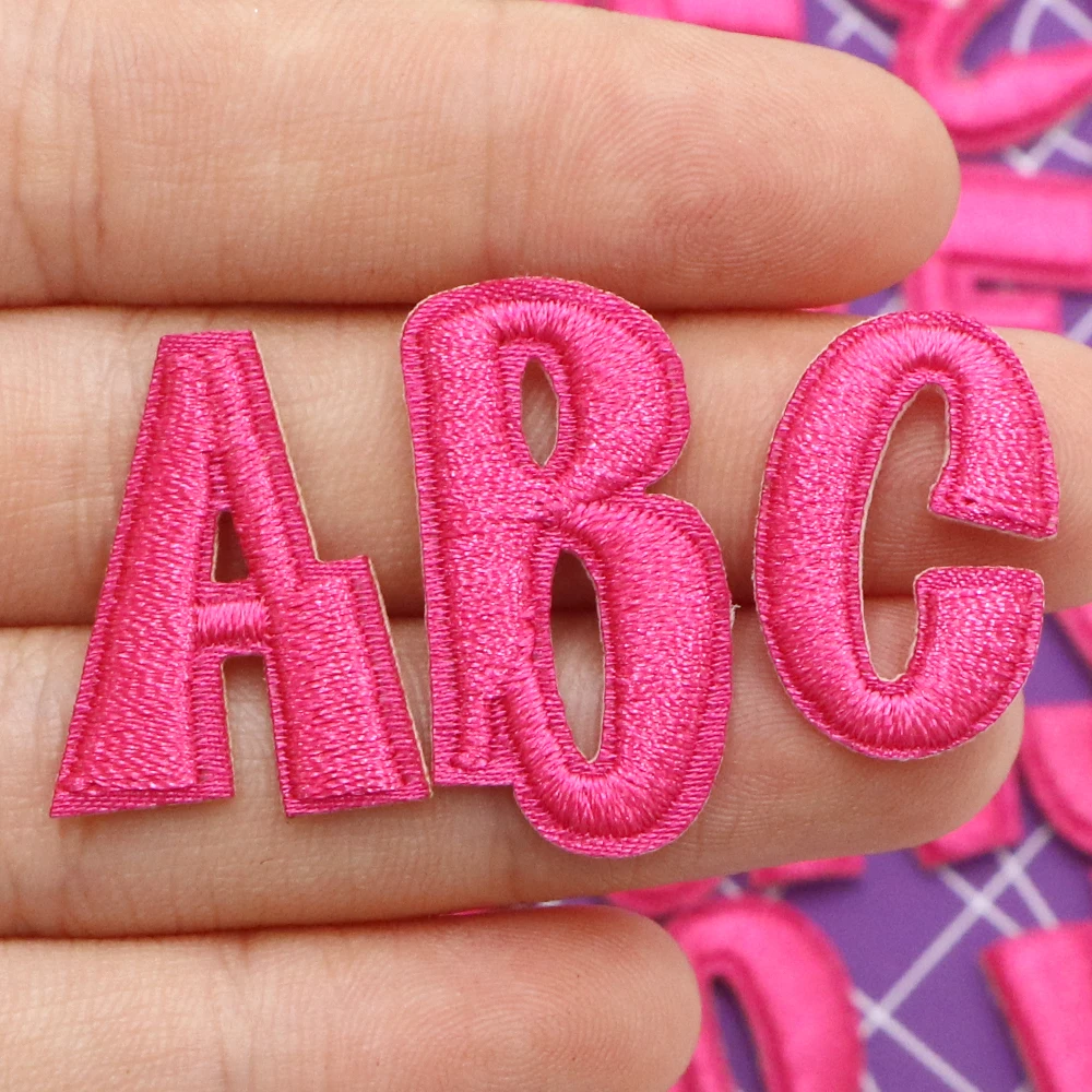 1PC A-Z Alphabet Roese Red Embroidered Letter Patches Iron On Heat ...