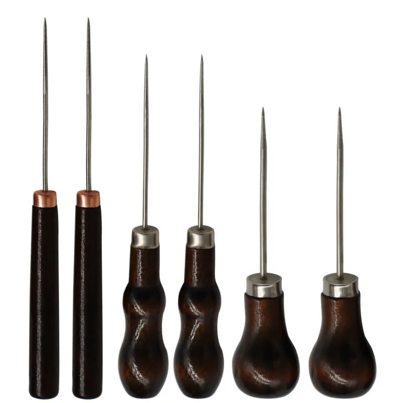 2-3PCS-Professional-Leather-Wooden-Handle-Awl-DIY-Tools-For-Leather ...