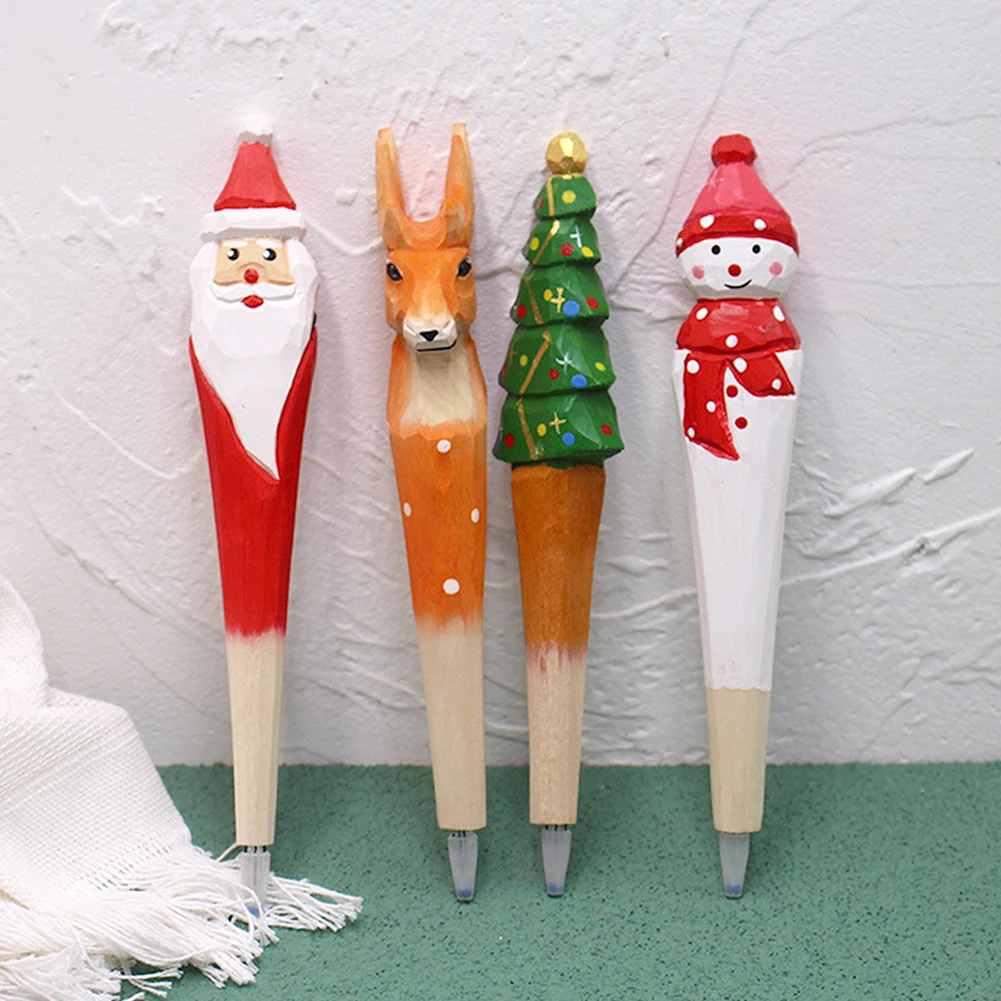 Wood-Cartoon-Pen-Santa-Claus-Xmas-Tree-Deer-Ballpoint-Pen-Merry ...