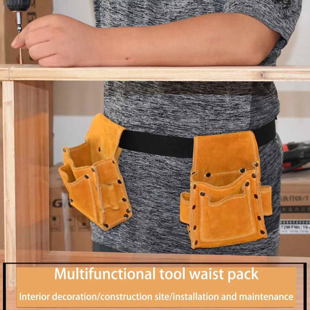 Portable-Leather-Tool-Waist-Bag-Dual-Layer-24-Rivets-Puncture-Proof ...