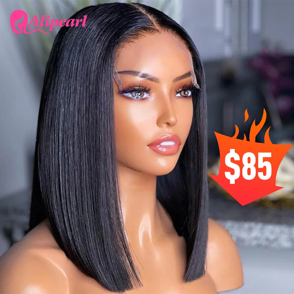 Ali Pearl Straight Bob Lace Front Closure Wig Human Hair Brazilian 5x5 Short Bob Human Hair Wigs ...