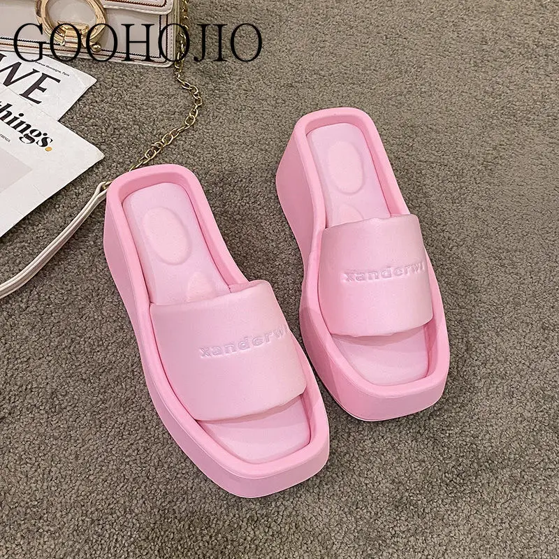 Sandales D'été À Semelle Compensée Pour Femmes, Pantoufles ...