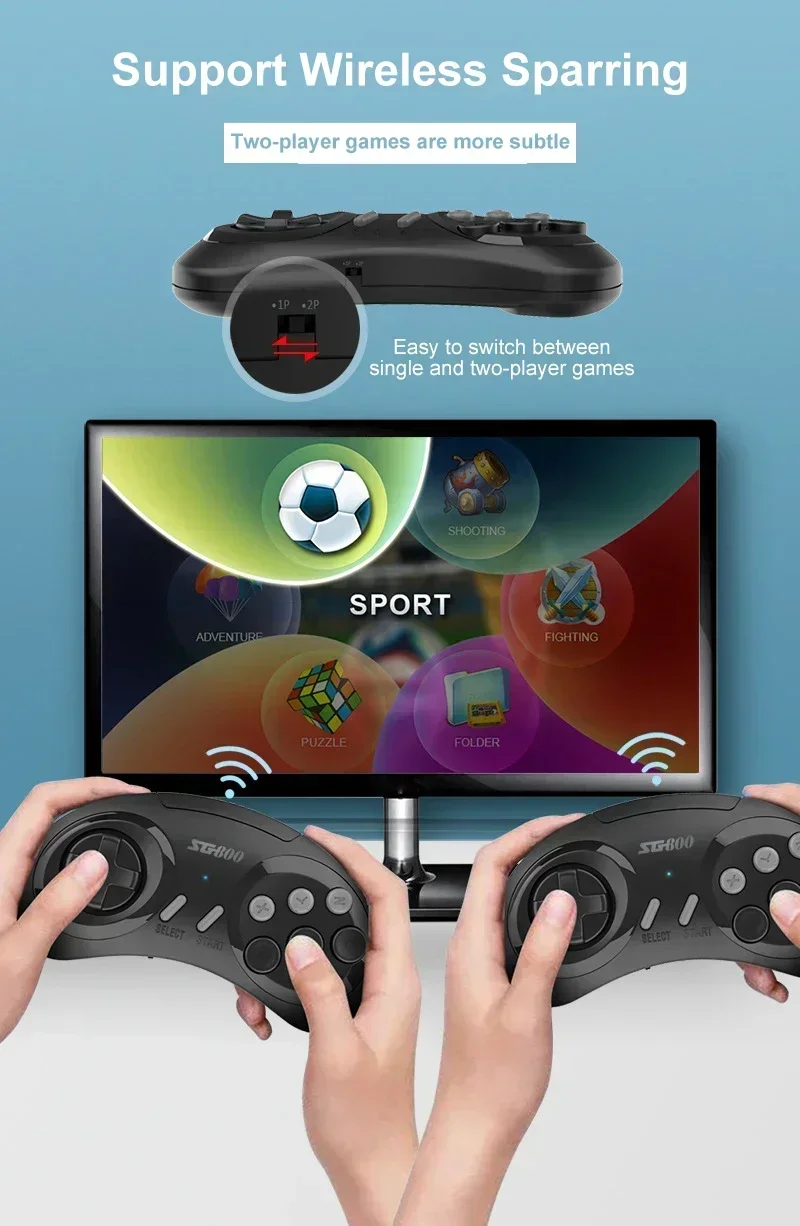 Wireless-Console-2-4G-Built-in-5000-Classic-Games-Controller-Mega-Drive ...