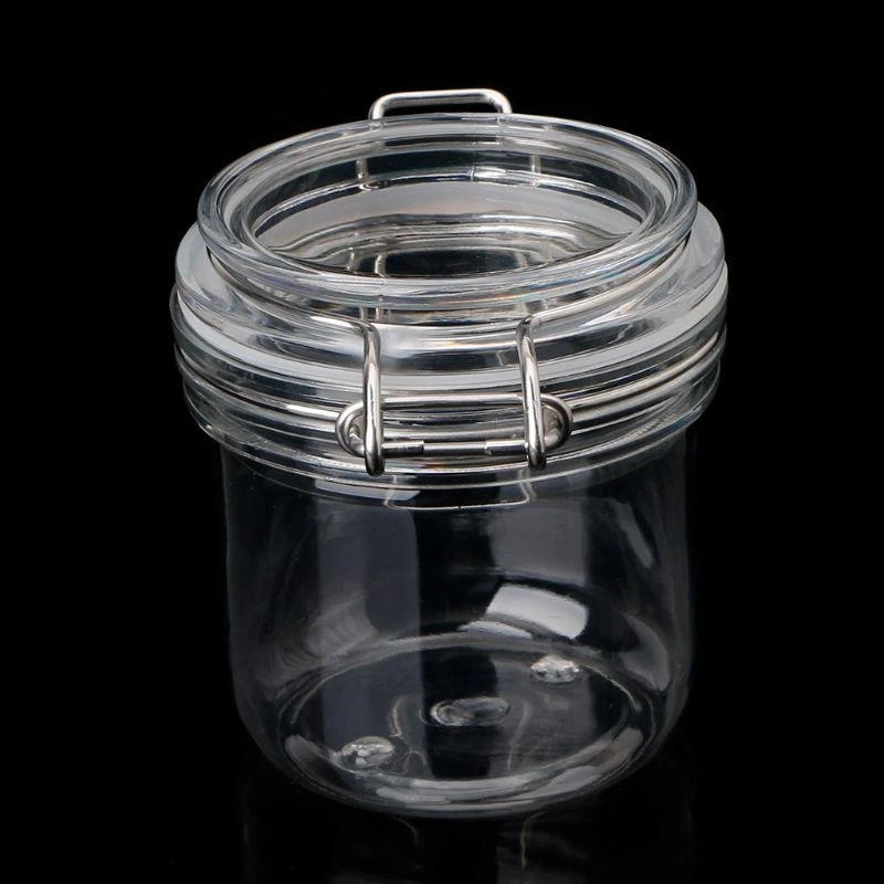 500ML Plastic Round Clip Top Storage Jar With Airtight Seal Lid Kitchen ...