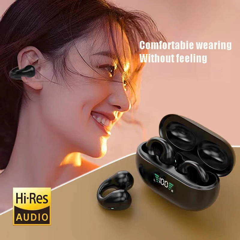 앰비 이어 클립 무선 헤드폰, 스포츠 게임 음악 터치 컨트롤, 노이즈 캔슬링, TWS 이어버드, 블루투스 이어폰, 신제품| | - AliExpress