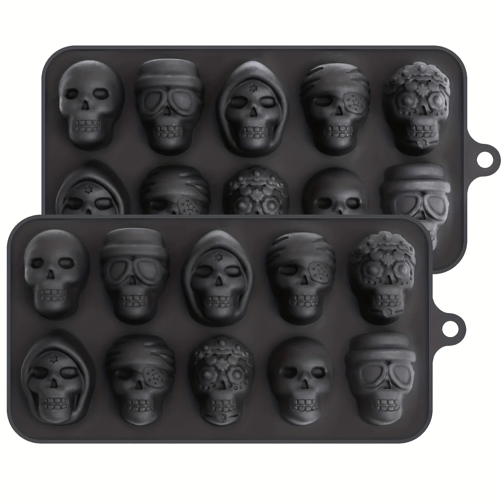 1pc/2pcs, Halloween Skull Chocolate Mold, 3D Silicone Mold, 10 Cavity ...