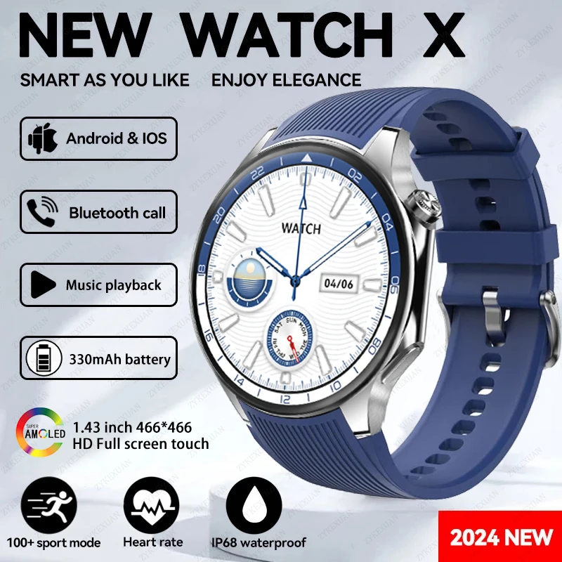 For-Huawei-Xiaomi-OPPO-Watch-X-Smart-Watch-AMOLED-Screen-Heart-Rate-NFC ...