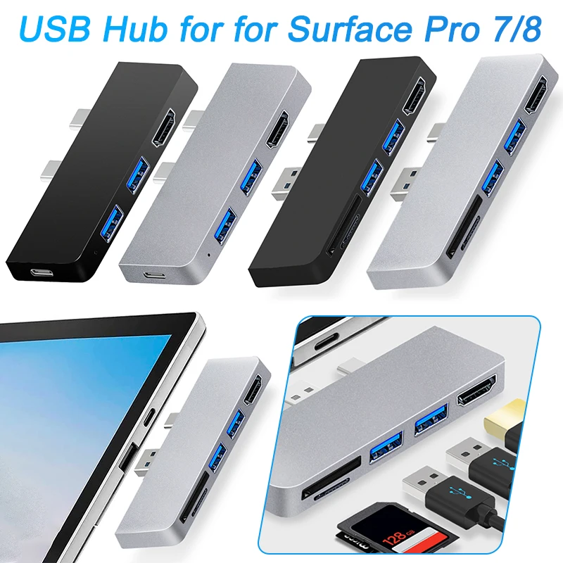 Mosible USB 허브 3.0 도킹 스테이션, 마이크로소프트 서피스 프로용 7/8-USB 3.0 포트, SD/TF 카드 리더 어댑터