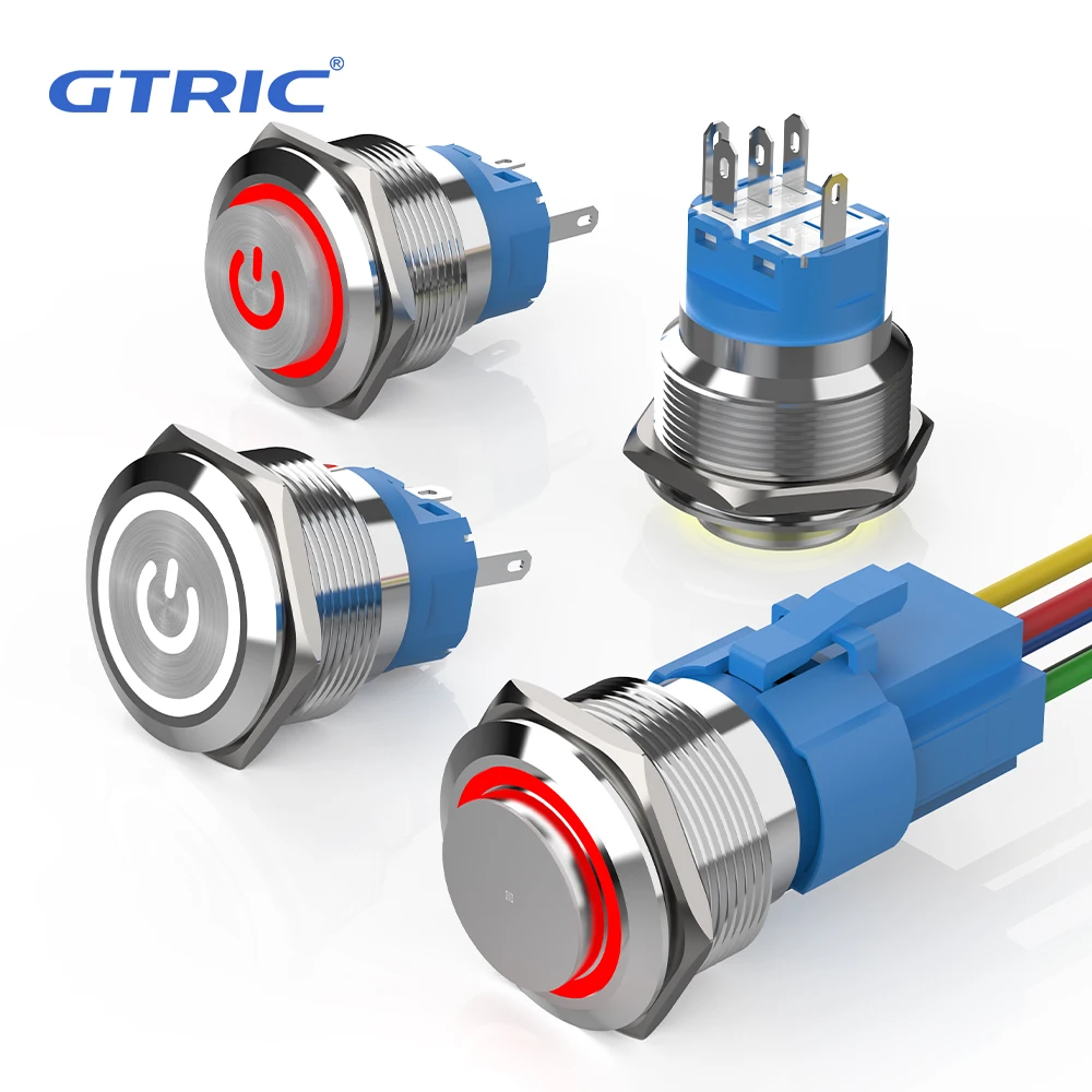 GTRIC-Metal-Push-Button-Switch-25MM-Ring-Power-Light-Led-Waterproof ...