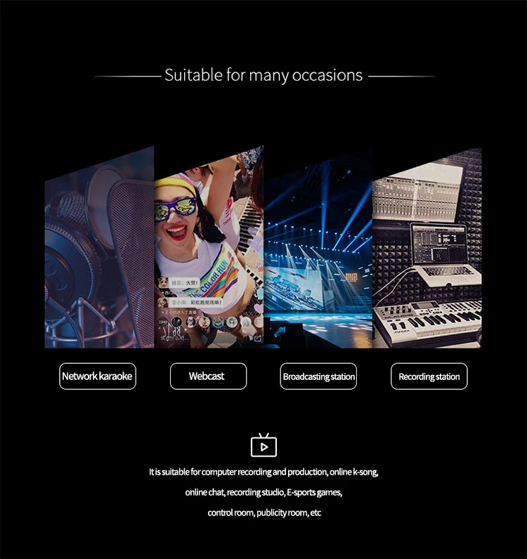 USB capacitive microphone set for home computer recording game high ...