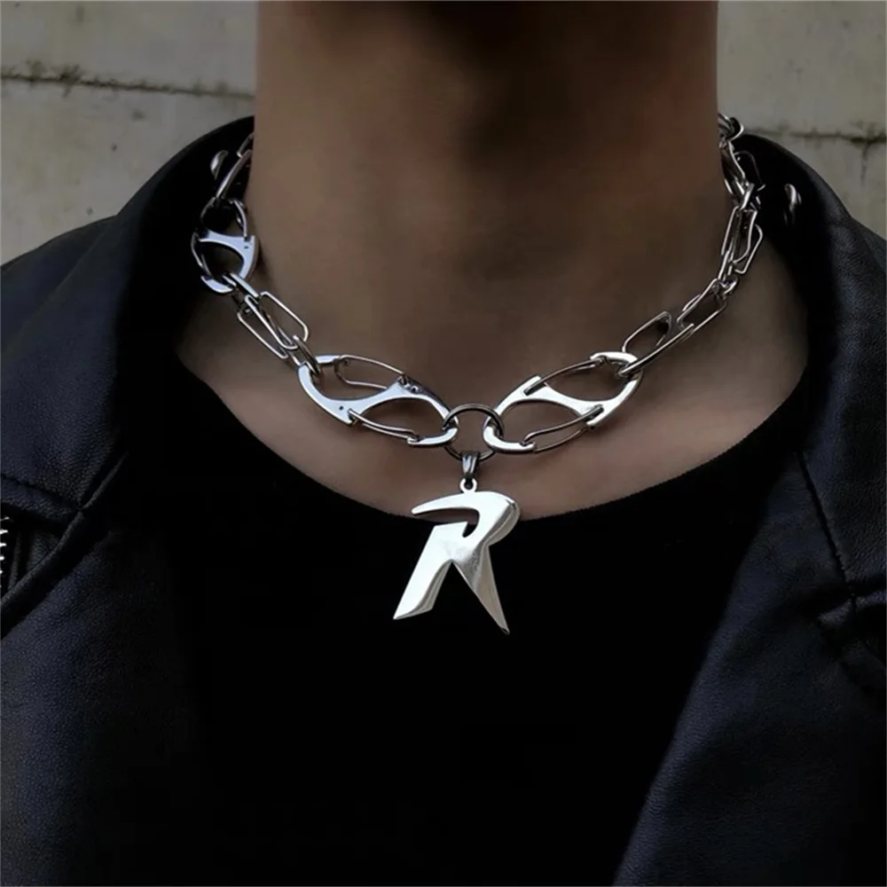 Punk-Letter-R-Pendant-Necklace-for-Men-Women-Unisex-Hip-Pop-Buckle ...